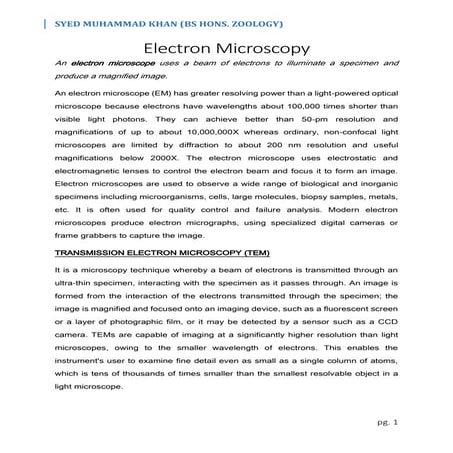 Electron Microscopy | PDF