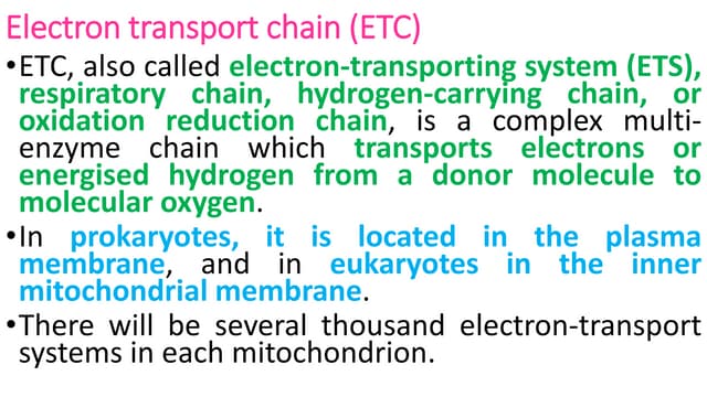 INHIBITORS AND UNCOUPLERS IN ELECTRONE TRANSPORT CHAIN | PPTX