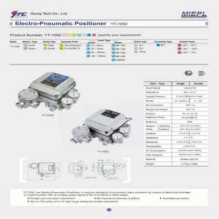 Electro Pneumatic Positioner | YTC INDIA | PDF