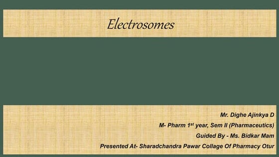 Electrosomes preparation and application | PPTX