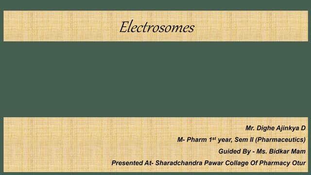 Electrosomes preparation and application | PPTX