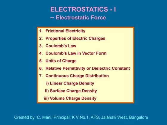 Electrostatics Class 12- Part 1 | PPT