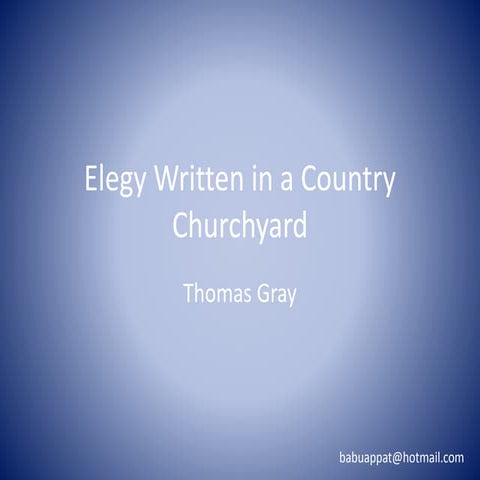 Elegy written in a country churchyard for the use of B A English first ...