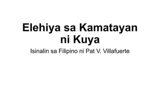 Elehiya sa kamatayan ni kuya | DOCX