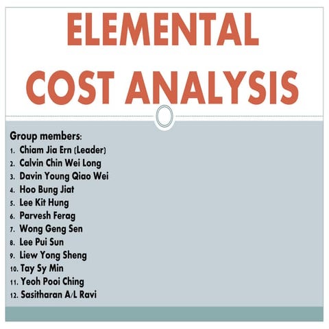 Elemental cost analysis | PPTX
