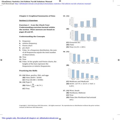 Elementary Statistics 3rd Edition Navidi Solutions Manual | PDF