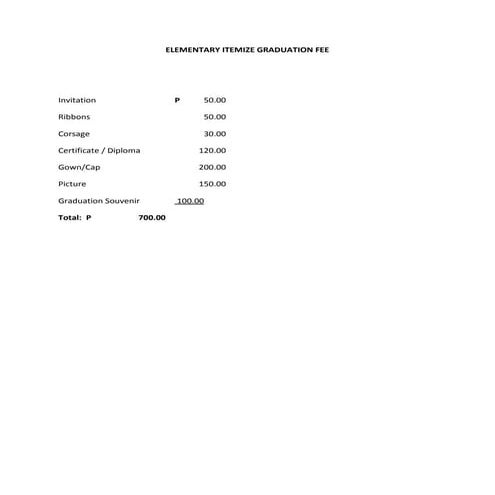 Elementary itemize graduation fee | DOCX | Women\'s Clothing | Women\'s ...