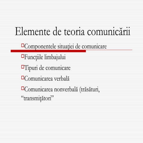 Elemente de teoria comunicarii | PPT