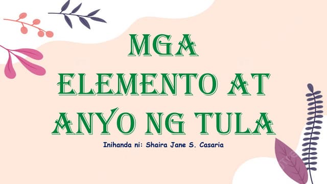 Tula, elemento at uri nito | PPTX