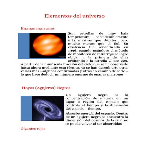 Elementos del universo(elements of the universe) | DOCX