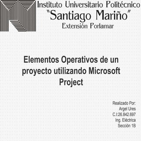 Elementos operativos de un proyecto utilizando microsoft project | PPTX | Computer Software and ...