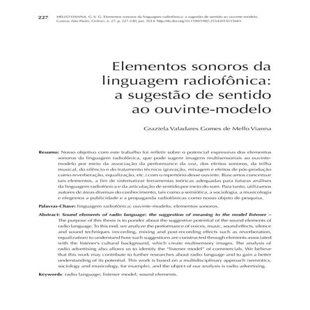 Elementos sonoros da linguagem radiofonica | PDF