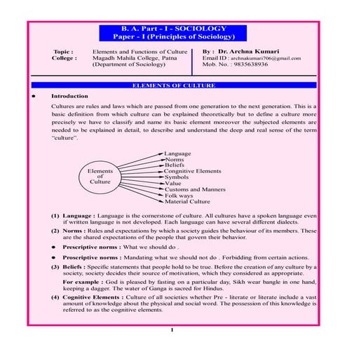 Elements-and-Functions-of-Culture accurate | PDF