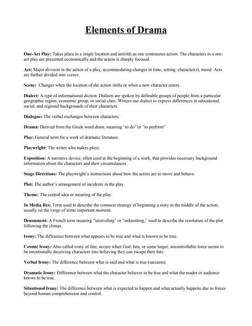 Elements of drama | PPTX | Drama | Genres