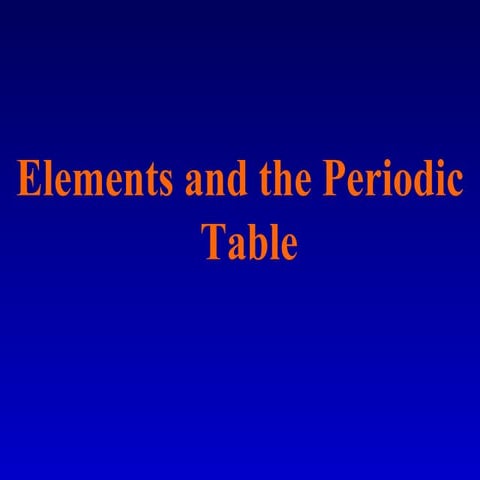 Elements and the pt | PPT