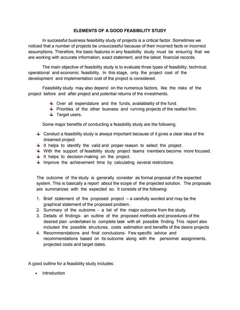ELEMENTS OF A GOOD FEASIBILITY STUDY docx elements-of-a-good-feasibility-study-docx