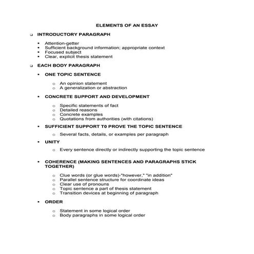 Elements of an essay | PDF