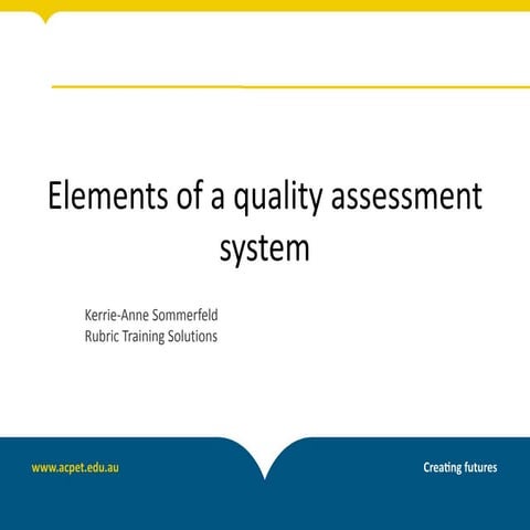 Elements of a quality assessment system | PDF
