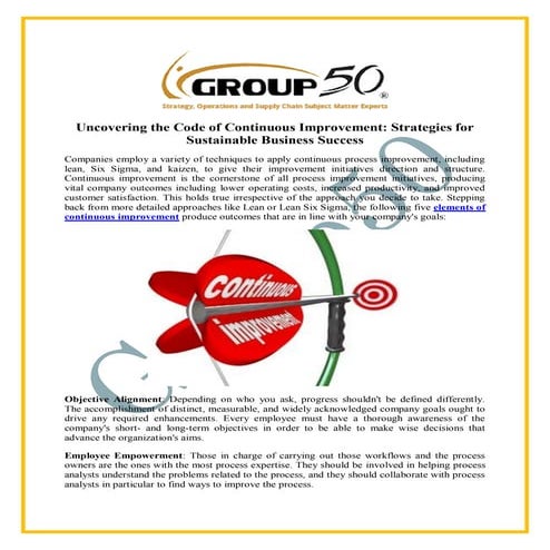 How To Implement Continuous Improvement - Group50 | PDF