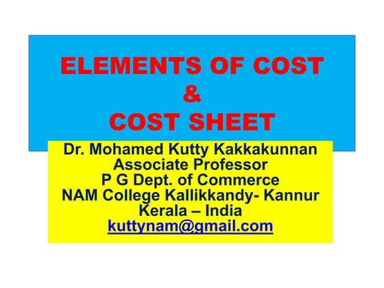 Cost sheet | PPT