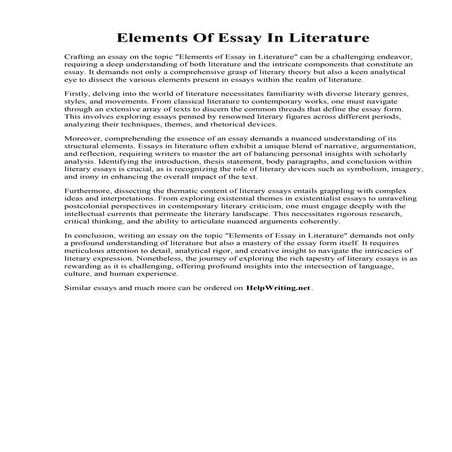 Elements Of Essay In Literature. How to Write a Literary Essay Step by ...