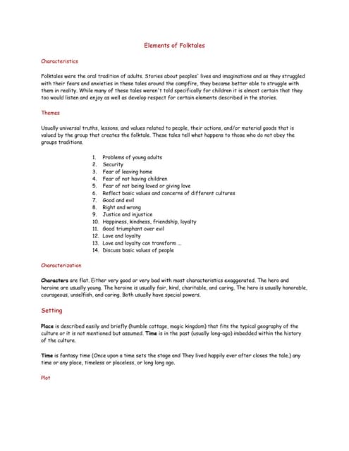 Elements Of A Folktale | PPT