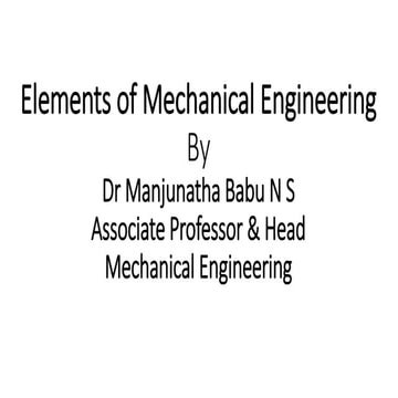 Elements of Mechanical Engineering for BE | PPT