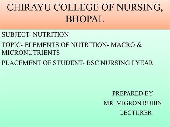 Basic concepts of Nutrition | PPT