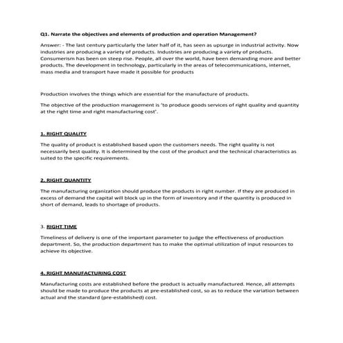 Elements of operations management | DOCX