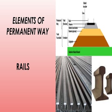 ELEMENTS OF PERMANENT WAY , rails, their use, types, significance etc | PPT