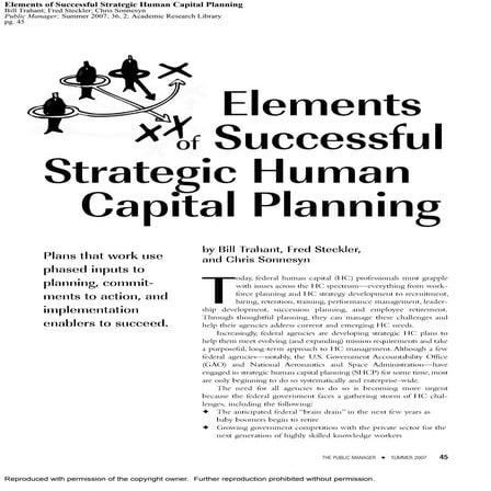 Elements of successful strategic human capital planning | PDF