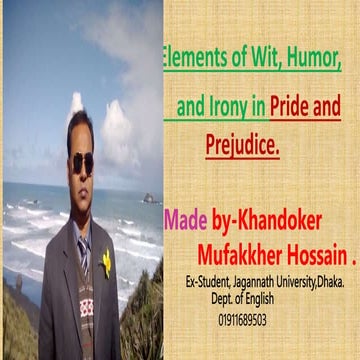 Elements of wit, humor, and irony in pride and prejudice | PPTX
