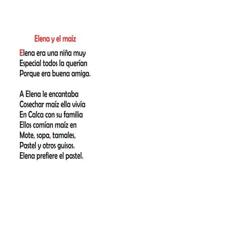 Elena y el maíz historia popular de mi tierra | DOCX
