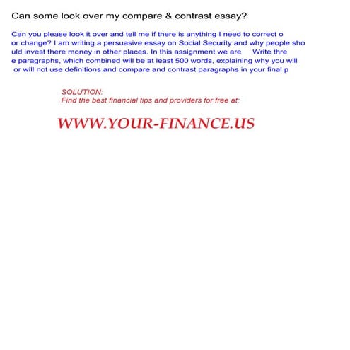 Can some look over my compare & contrast essay? | PDF