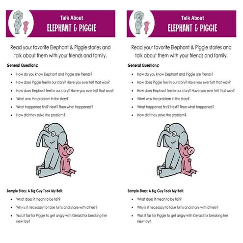 Elephant & Piggie Discussion Questions | PDF