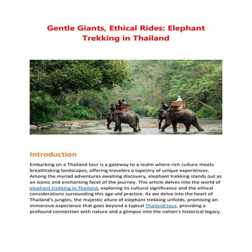 Gentle Giants, Ethical Rides: Elephant Trekking in Thailand | PDF | Travel
