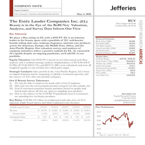 Estée Lauder Equity Research Report | PDF