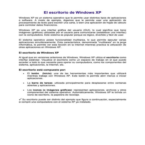 El escritorio de windows xp | PDF