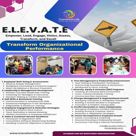ELEVATE Corporate Counselling Coaching and Training solutions for employees | PDF