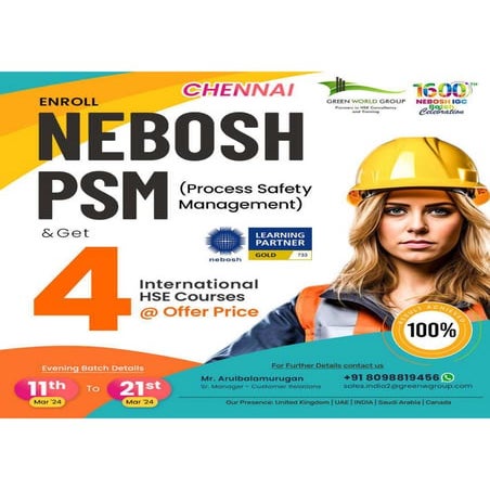 Elevate your career and make a meaningful impact- Nebosh PSM Course In ...