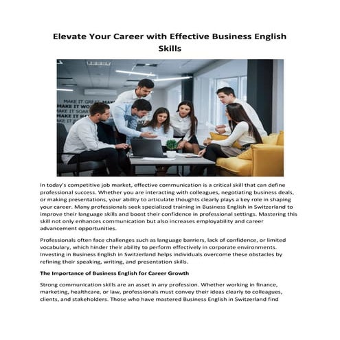 Elevate Your Career with Effective Business English Skills | PDF