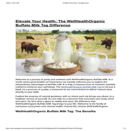 Elevate Your Health-The WellHealthOrganic Buffalo Milk Tag Difference | PDF