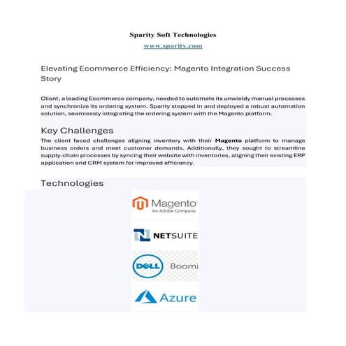 Elevating Ecommerce Efficiency Magento Integration Success Story Pdf