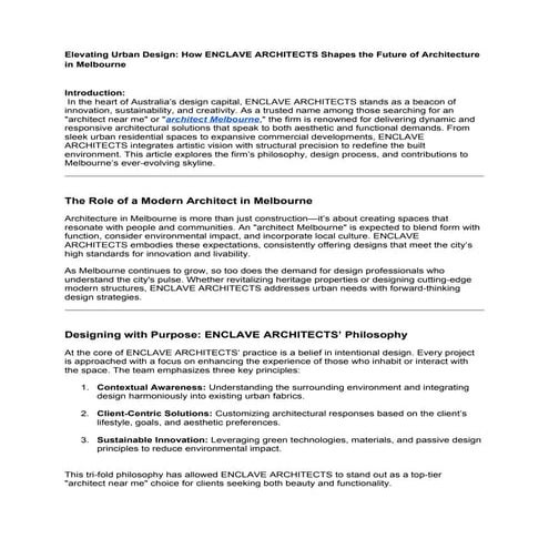 Elevating Urban Design: How ENCLAVE ARCHITECTS Shapes the Future of ...