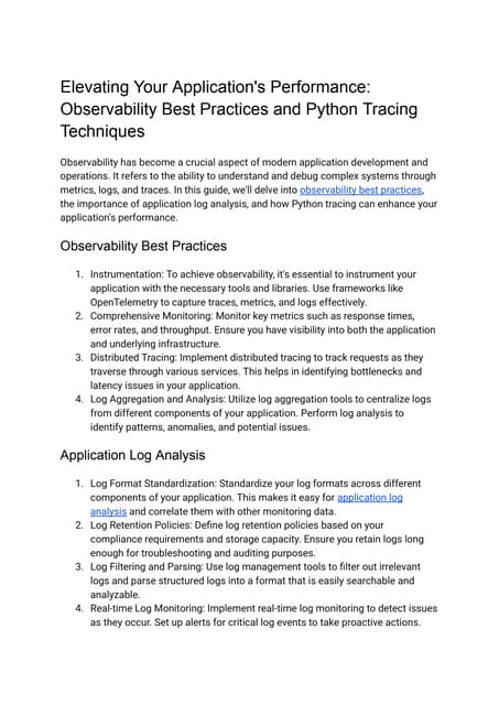 Elevating Your Applications Performance Observability Best Practices And Python Tracing 6914