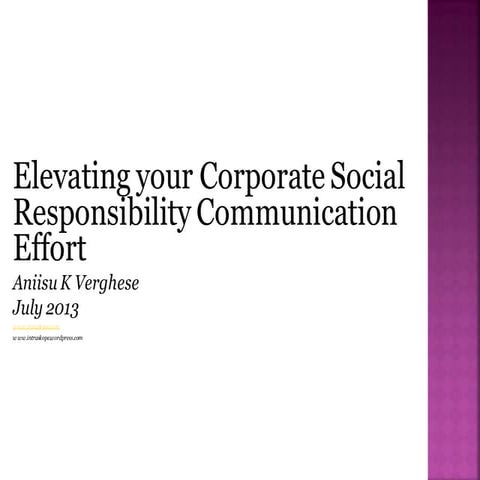 Elevating Your Corporate Social Responsibility Communication Effort | PPT