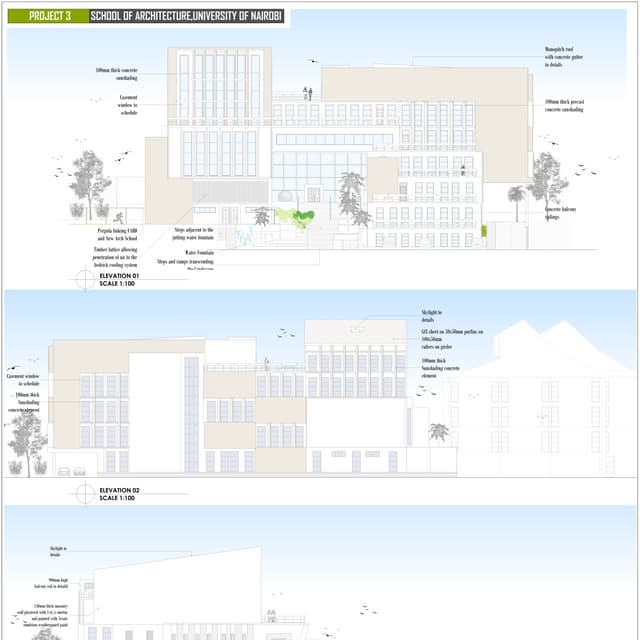 Elevations & sections-Architecture school 4th yr project 3 | PDF