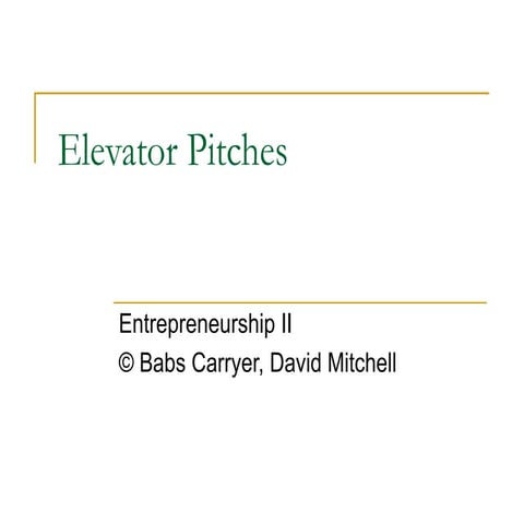 Elevator pitch | PPT