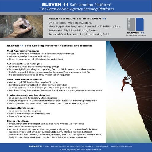 Eleven 11 Safe Lending Platform for Lenders | PDF