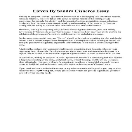 Eleven By Sandra Cisneros Essay.pdf | Stocks and Bonds | Personal Investing